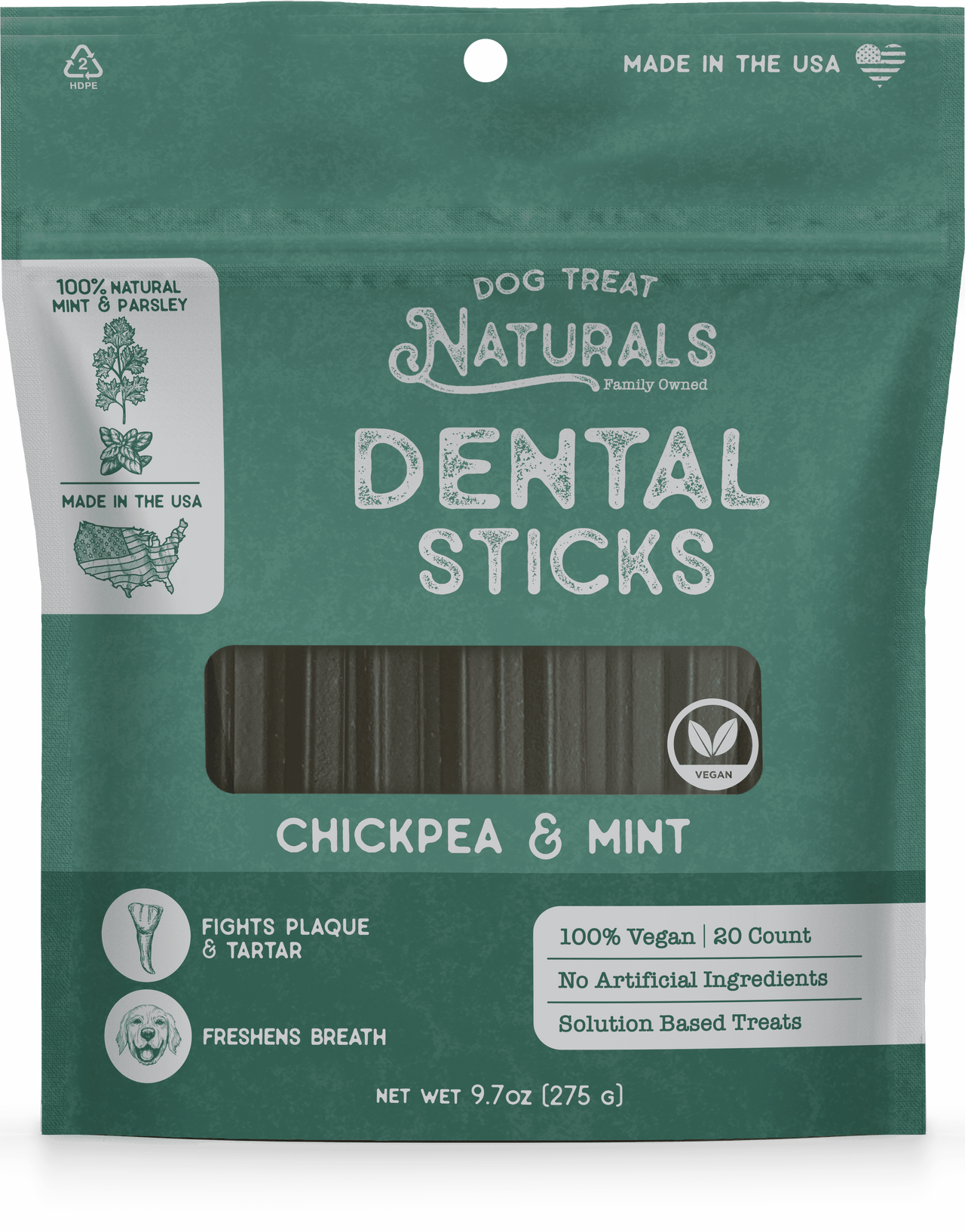 Chickpea & Mint Dental Sticks, 20ct – Dog Treat Naturals